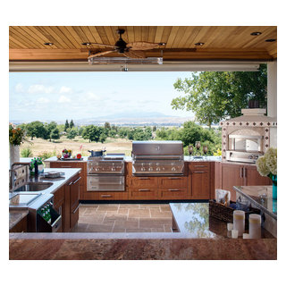 Wood-grain powder coat finish outdoor kitchen by Danver Stainless Steel ...