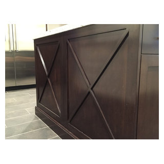 X design elements at ends of island - Transitional - Kitchen - Los ...