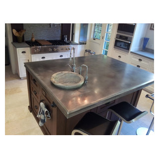Zinc Island Counter Top after one year use - Traditional - Kitchen ...