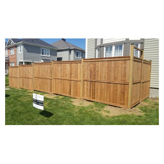 85' of MicroPro Sienna Brown PT Wood Fencing - Modern - Landscape ...