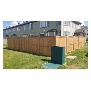 85' of MicroPro Sienna Brown PT Wood Fencing - Modern - Landscape ...