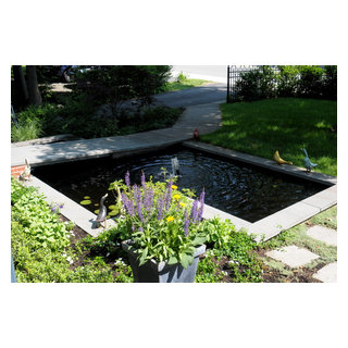 Another view of the gently sloping bluestone ramp over the pond ...