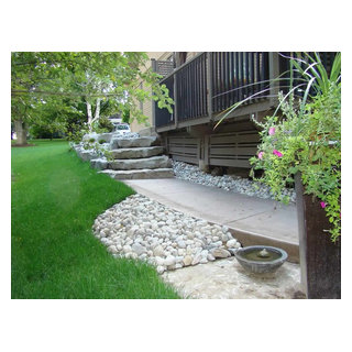 Armour Stone Retaining Wall and Steps - Traditional - Landscape ...