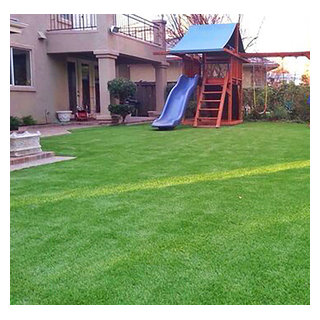 Artificial Turf backyard with play structure - Landscape - Sacramento ...