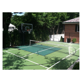 Backyard Basketball and Tennis Courts in Brookline - Traditional ...