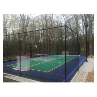 Backyard Basketball and Tennis Courts in Needham - Traditional ...