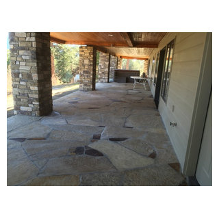 Before and After stone over brick and concrete - Rustic - Landscape ...