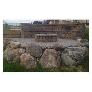 Belgian Block Seating Wall, Granite Boulder Retaining Wall, Paver Patio ...