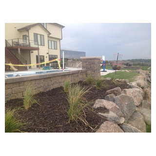 Belgian Block Seating Wall, Granite Boulder Retaining Wall, Paver Patio ...