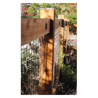Berkeley Redwood and Welded Wire Mesh Fence - Craftsman - Landscape ...