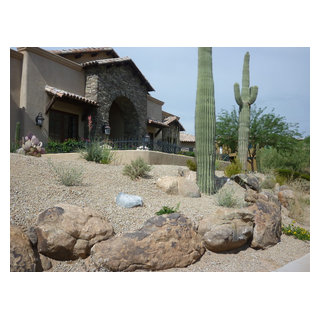 Boulder Retaining Wall & Landscape - Contemporary - Landscape - Phoenix ...