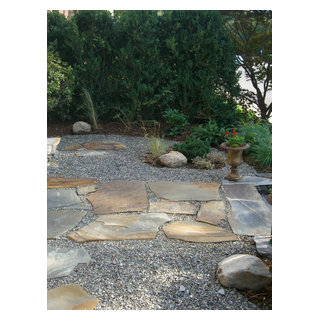 Brick townhouse front landscape renovation 2012 - Transitional ...