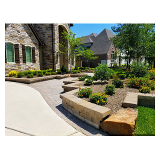 Brick Walkway and Raised Beds - Contemporary - Landscape - Houston - by ...