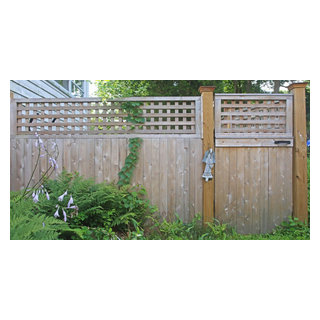 Cedar Board Fence with Lattice Top - Traditional - Landscape - Boston ...