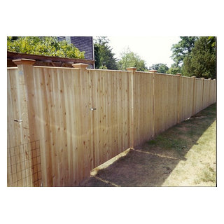 Cedar Solid Board Privacy Fence and Gate - Traditional - Landscape ...