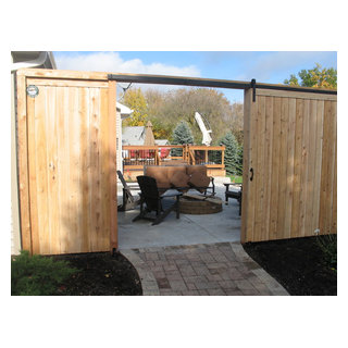 Cedar Valley Estate Fence with barn style door - Rustic - Landscape ...