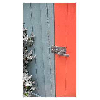 Contemporary Bronze Lever Gate Latch on Patio Wooden Gate ...