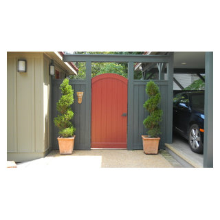 Contemporary Bronze Lever Gate Latch on Patio Wooden Gate - Landscape ...