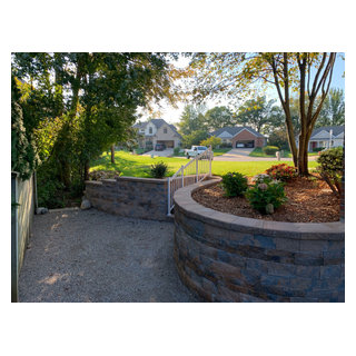 Curving Block Retaining Walls, Stairs - Contemporary - Landscape - by ...