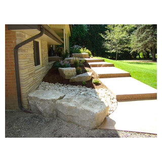 Decorative Concrete Steps and Armour Stone - Traditional - Landscape ...