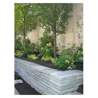 "Floating" flagstone retaining wall - Modern - Landscape - DC Metro ...