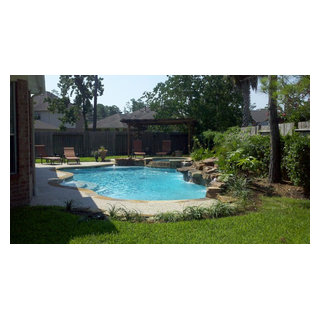 Freeform Pool with Waterfall - Tropical - Landscape - Houston - by ...