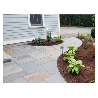 Front Entrance Natural Stone Walkway, Steps and Planting in Westbrook ...