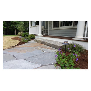 Front Entrance Natural Stone Walkway, Steps and Planting in Westbrook ...