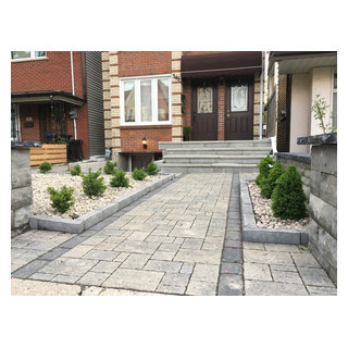 Front Landscaping with Interlocking Walkway and Flagstone Porch ...