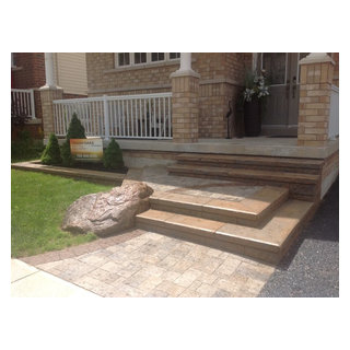Front porch stone steps & landing, rock detail - Contemporary ...