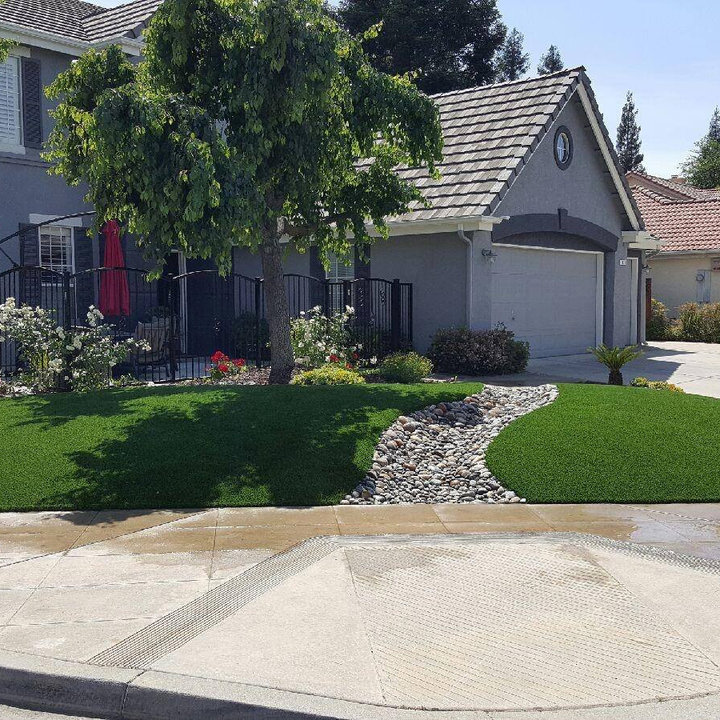 Artificial Grass And Rock Front Yard - Photos & Ideas | Houzz