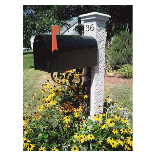 Granite Mailbox Post with Metal Bracket - Traditional - Landscape ...