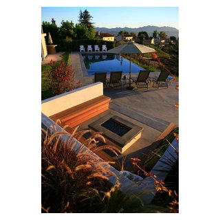 Infinity Pool Scape with Fire Pit - Modern - Landscape - Los Angeles ...