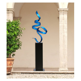 Large Blue Abstract Metal Handmade Sculpture - Blue Perfect Moment by ...