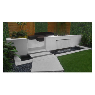 Mid-Century Modern Pond, Waterfall, and Patio - Modern - Landscape ...