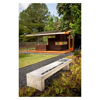 Modern Outdoor Bench & Water Feature - Modern - Landscape - Atlanta ...