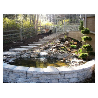 Natural Stone Pond - Custom EP Henry Retaining Wall and Steps ...