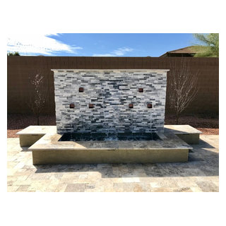 Orange County Modern Fountain Wall with Scuppers & Sheer Descent ...