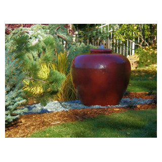 Red Bubbler Pot - Mediterranean - Landscape - Boise - by The Garden ...