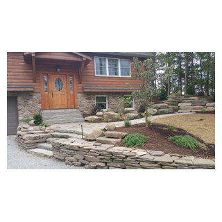 Rural Landscape Design - Fieldstone Wall, Flagstone Path, Boulder Steps ...