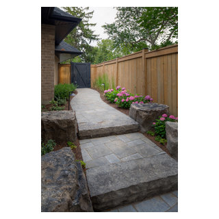 Side Yard Entrance With Natural Stone Steps - Contemporary - Landscape ...