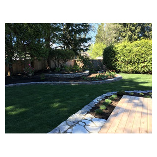 Stacked basalt stone planter beds - Contemporary - Landscape ...