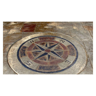 Stamped Compass Medallion Design on Driveway - Craftsman - Landscape ...