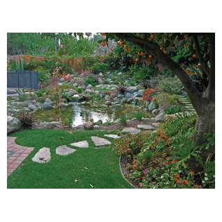Stone Steppers Surrounding Pond - Rustic - Landscape - Los Angeles - by ...