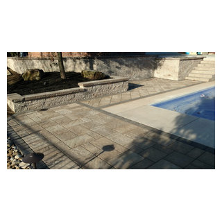 Techo Bloc Pool Deck, Retaining Walls and Kichler Lighting ...