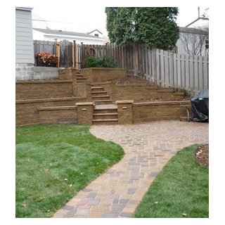 Terraced Backyard with Stairs and Paver Patio - Traditional - Landscape ...