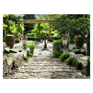 Three Light Antique Copper Amber Scavo Glass Post Light - Traditional ...