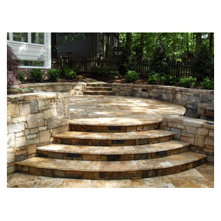 Travertine Steps - Traditional - Landscape - Raleigh - by Landvision ...