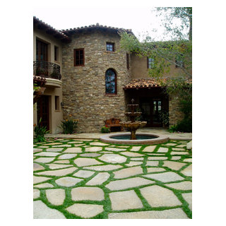 tuscan, stone, flagstone motorcourt - Mediterranean - Landscape - San ...