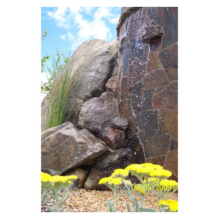 Water feature, flagstone and boulder large water feature - Rustic ...